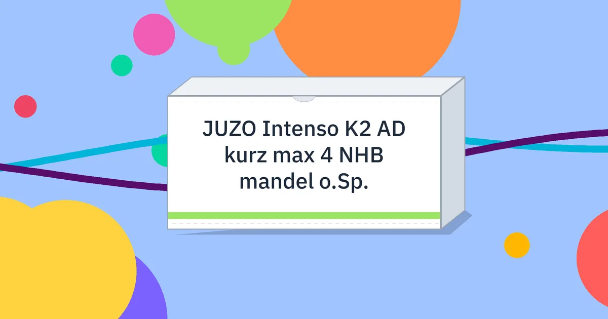 Symbolbild: Packung mit der Aufschrift JUZO Intenso K2 AD kurz max 4 NHB mandel o.Sp. (PZN 18622825) – Verfügbarkeit und Bezug in Apotheken in Frankfurt am Main