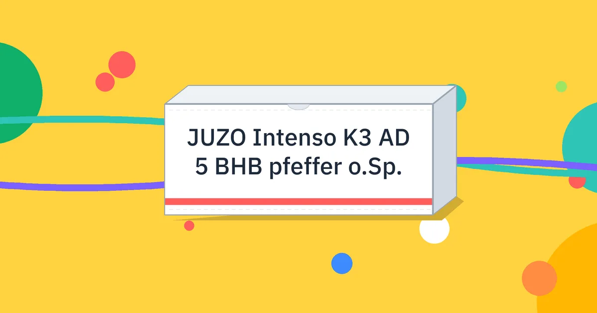 Symbolbild: Packung mit der Aufschrift JUZO Intenso K3 AD 5 BHB pfeffer o.Sp. (PZN 18644873) – Verfügbarkeit und Bezug in Apotheken in Frankfurt am Main