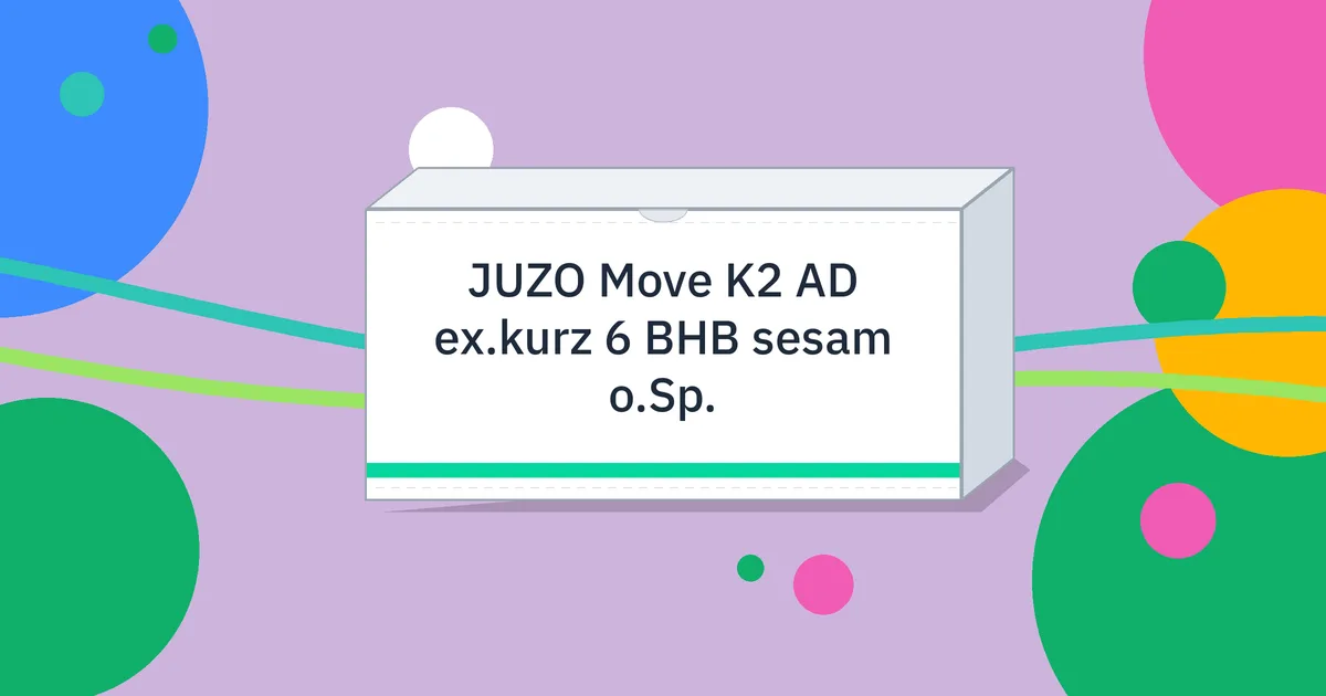 Symbolbild: Packung mit der Aufschrift JUZO Move K2 AD ex.kurz 6 BHB sesam o.Sp. (PZN 18511014) – Verfügbarkeit und Bezug in Apotheken in Frankfurt am Main