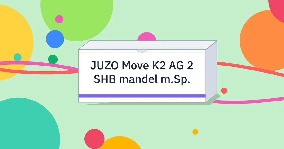 Symbolbild: Packung mit der Aufschrift JUZO Move K2 AG 2 SHB mandel m.Sp. (PZN 16651113) – Verfügbarkeit und Bezug in Apotheken in Frankfurt am Main