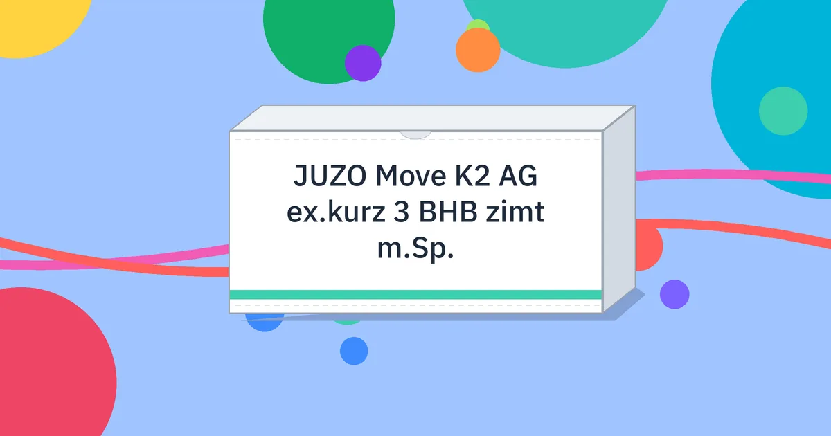 Symbolbild: Packung mit der Aufschrift JUZO Move K2 AG ex.kurz 3 BHB zimt m.Sp. (PZN 18532097) – Verfügbarkeit und Bezug in Apotheken in Frankfurt am Main