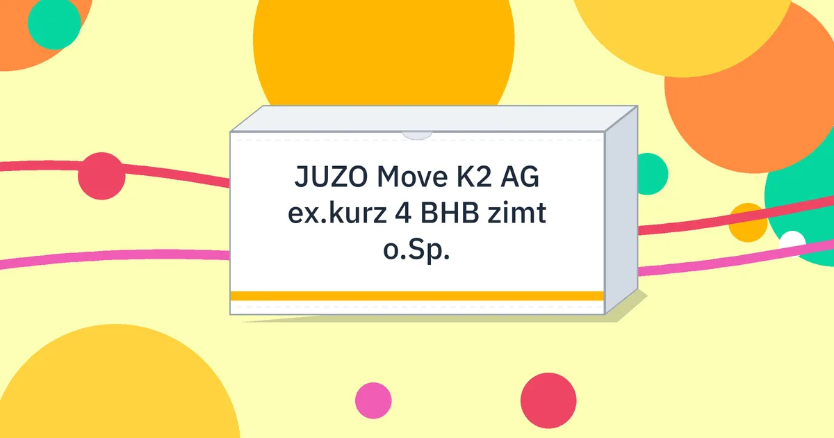 Symbolbild: Packung mit der Aufschrift JUZO Move K2 AG ex.kurz 4 BHB zimt o.Sp. (PZN 18534067) – Verfügbarkeit und Bezug in Apotheken in Frankfurt am Main
