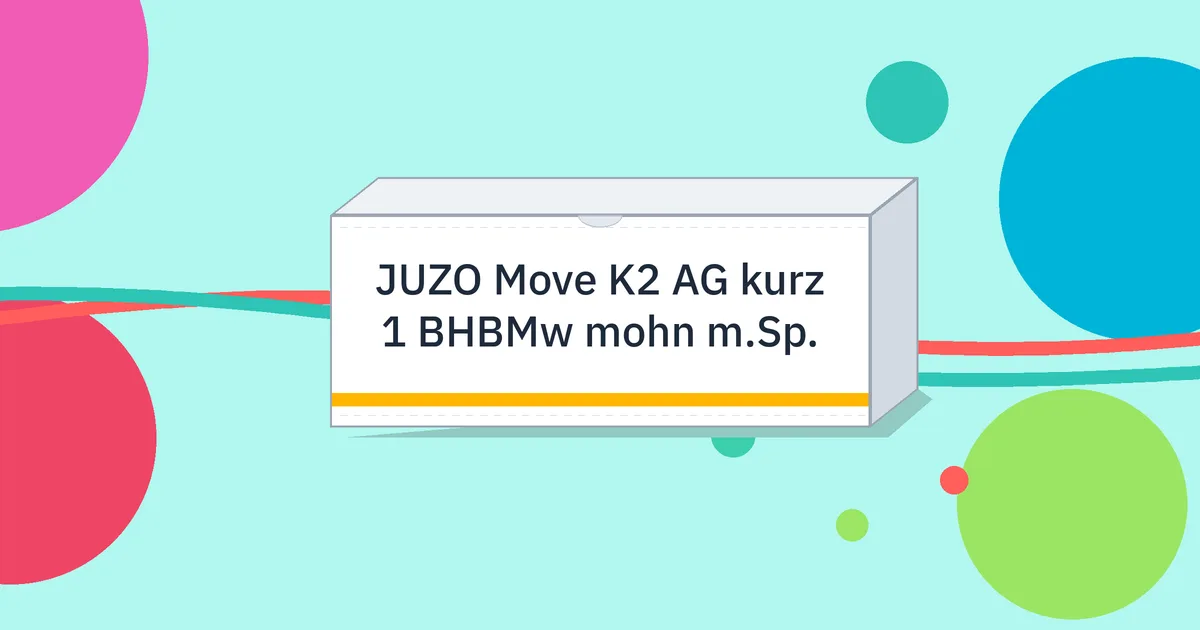 Symbolbild: Packung mit der Aufschrift JUZO Move K2 AG kurz 1 BHBMw mohn m.Sp. (PZN 18560426) – Verfügbarkeit und Bezug in Apotheken in Frankfurt am Main