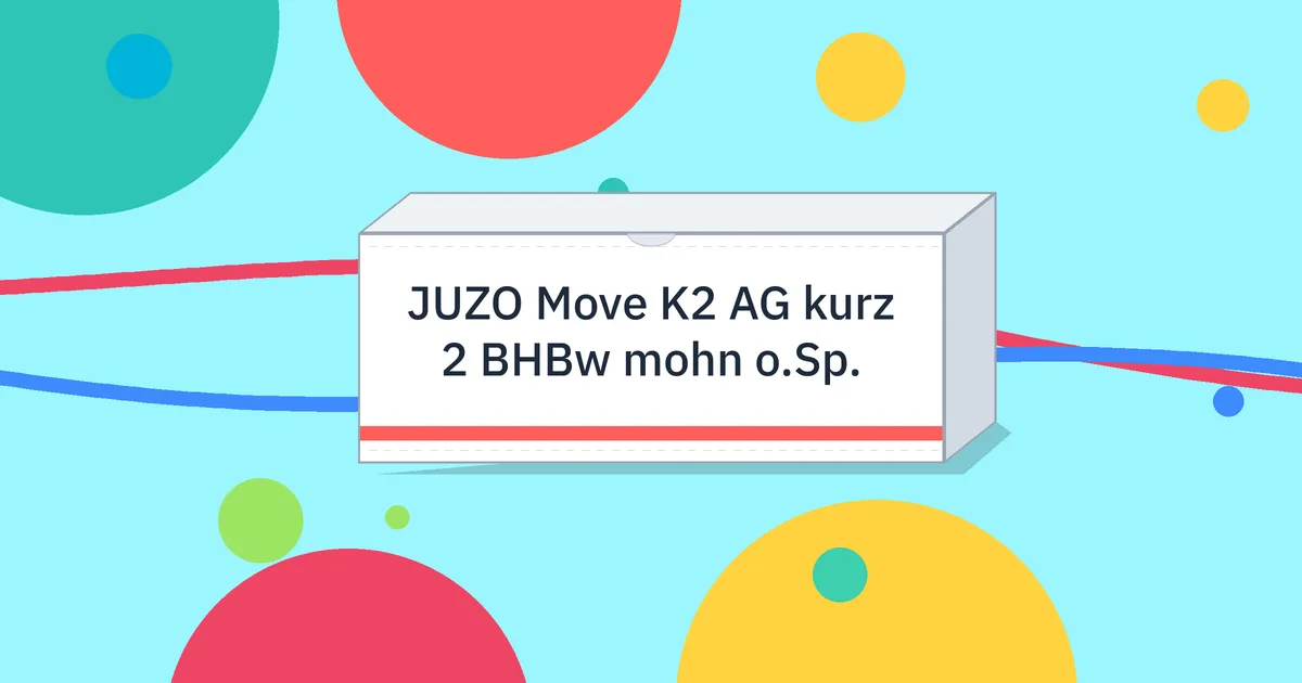 Symbolbild: Packung mit der Aufschrift JUZO Move K2 AG kurz 2 BHBw mohn o.Sp. (PZN 18561957) – Verfügbarkeit und Bezug in Apotheken in Frankfurt am Main