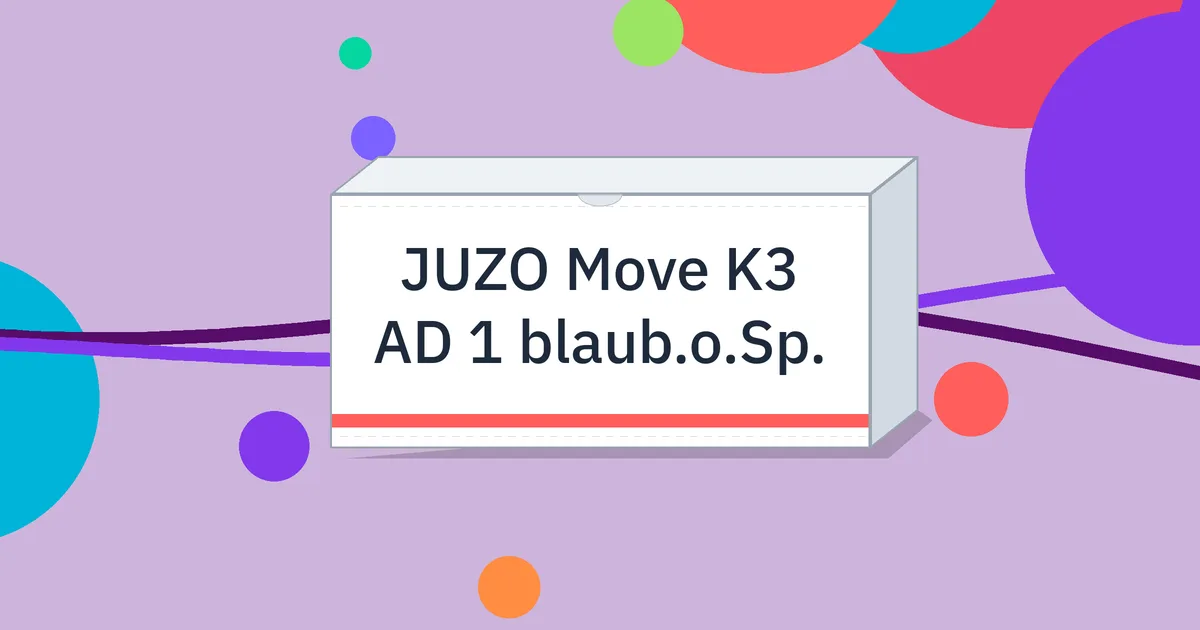 Symbolbild: Packung mit der Aufschrift JUZO Move K3 AD 1 blaub.o.Sp. (PZN 18571128) – Verfügbarkeit und Bezug in Apotheken in Frankfurt am Main