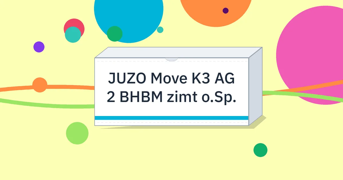 Symbolbild: Packung mit der Aufschrift JUZO Move K3 AG 2 BHBM zimt o.Sp. (PZN 18578001) – Verfügbarkeit und Bezug in Apotheken in Frankfurt am Main