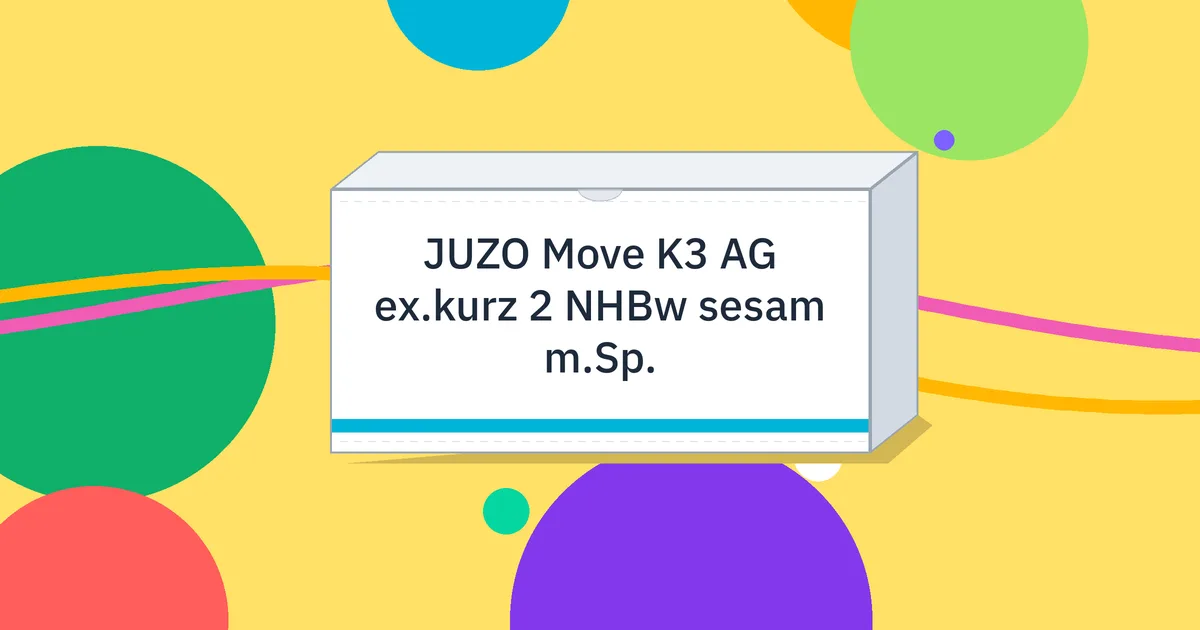 Symbolbild: Packung mit der Aufschrift JUZO Move K3 AG ex.kurz 2 NHBw sesam m.Sp. (PZN 18582497) – Verfügbarkeit und Bezug in Apotheken in Frankfurt am Main