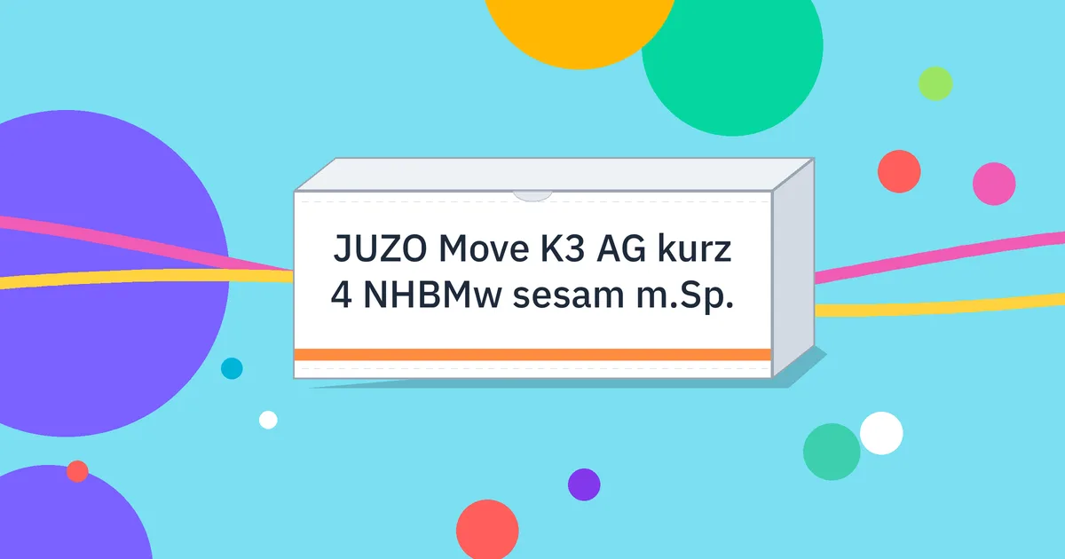 Symbolbild: Packung mit der Aufschrift JUZO Move K3 AG kurz 4 NHBMw sesam m.Sp. (PZN 18578998) – Verfügbarkeit und Bezug in Apotheken in Frankfurt am Main