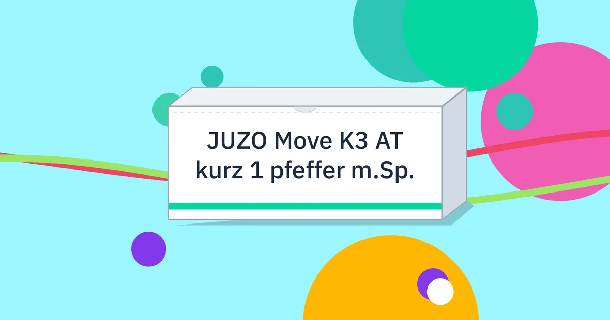 Symbolbild: Packung mit der Aufschrift JUZO Move K3 AT kurz 1 pfeffer m.Sp. (PZN 20682929) – Verfügbarkeit und Bezug in Apotheken in Frankfurt am Main