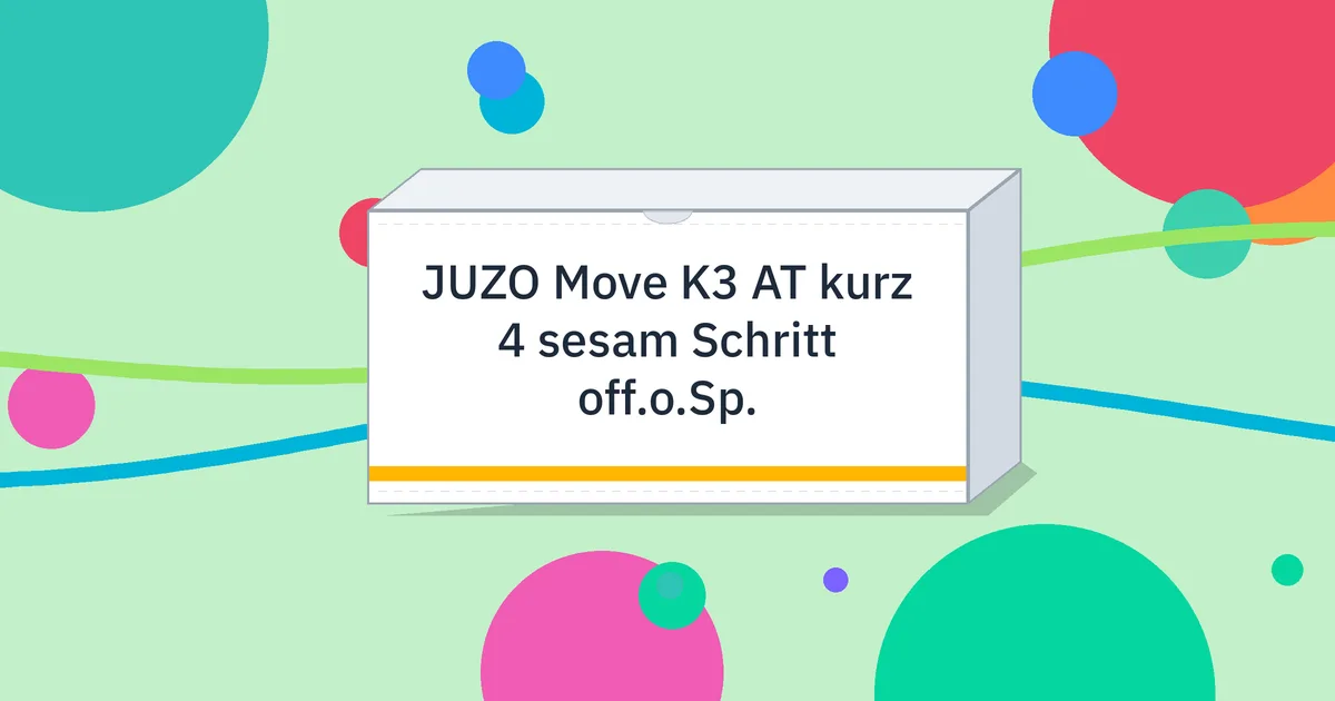 Symbolbild: Packung mit der Aufschrift JUZO Move K3 AT kurz 4 sesam Schritt off.o.Sp. (PZN 20685187) – Verfügbarkeit und Bezug in Apotheken in Frankfurt am Main