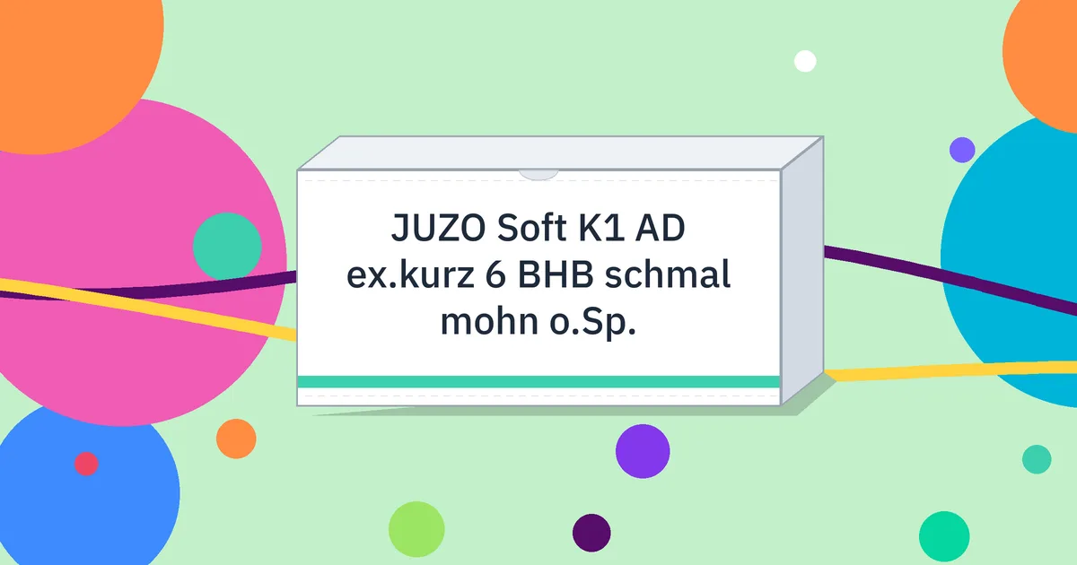 Symbolbild: Packung mit der Aufschrift JUZO Soft K1 AD ex.kurz 6 BHB schmal mohn o.Sp. (PZN 15464739) – Verfügbarkeit und Bezug in Apotheken in Frankfurt am Main