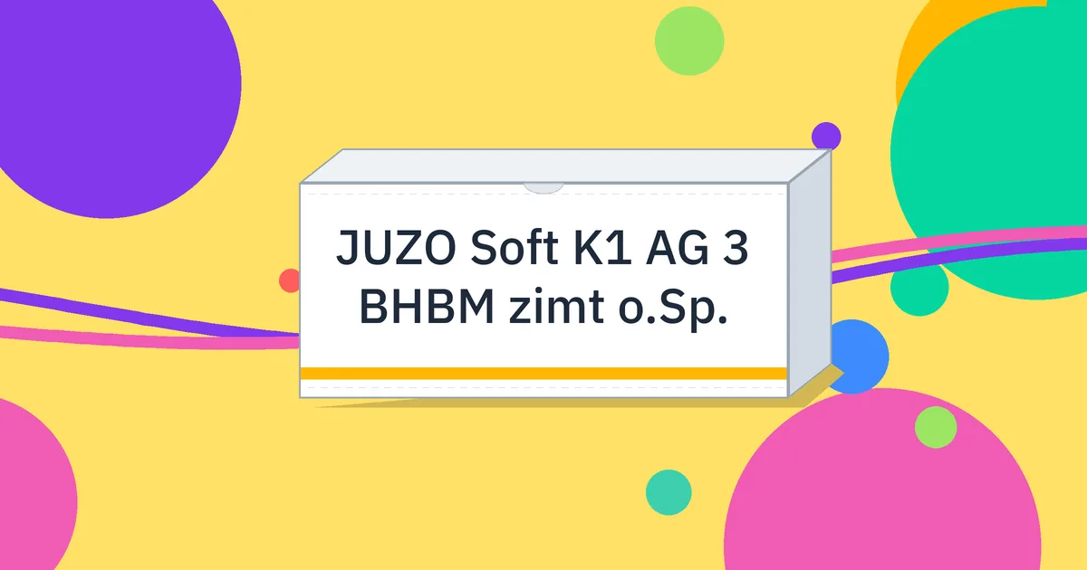 Symbolbild: Packung mit der Aufschrift JUZO Soft K1 AG 3 BHBM zimt o.Sp. (PZN 14856880) – Verfügbarkeit und Bezug in Apotheken in Frankfurt am Main