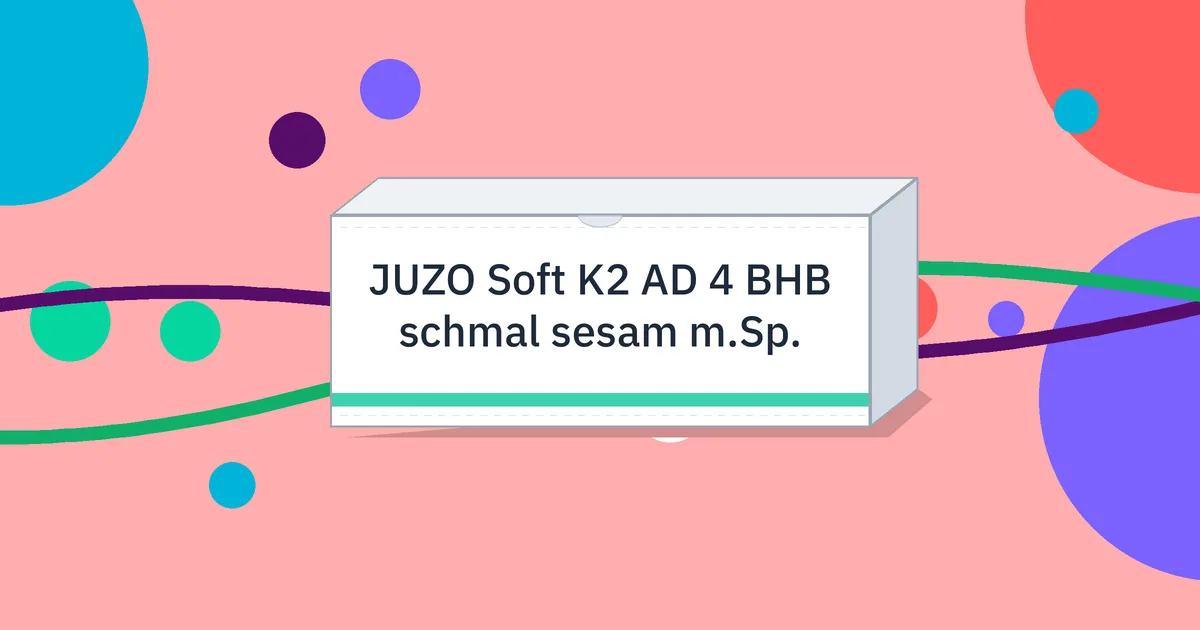 Symbolbild: Packung mit der Aufschrift JUZO Soft K2 AD 4 BHB schmal sesam m.Sp. (PZN 15465064) – Verfügbarkeit und Bezug in Apotheken in Frankfurt am Main