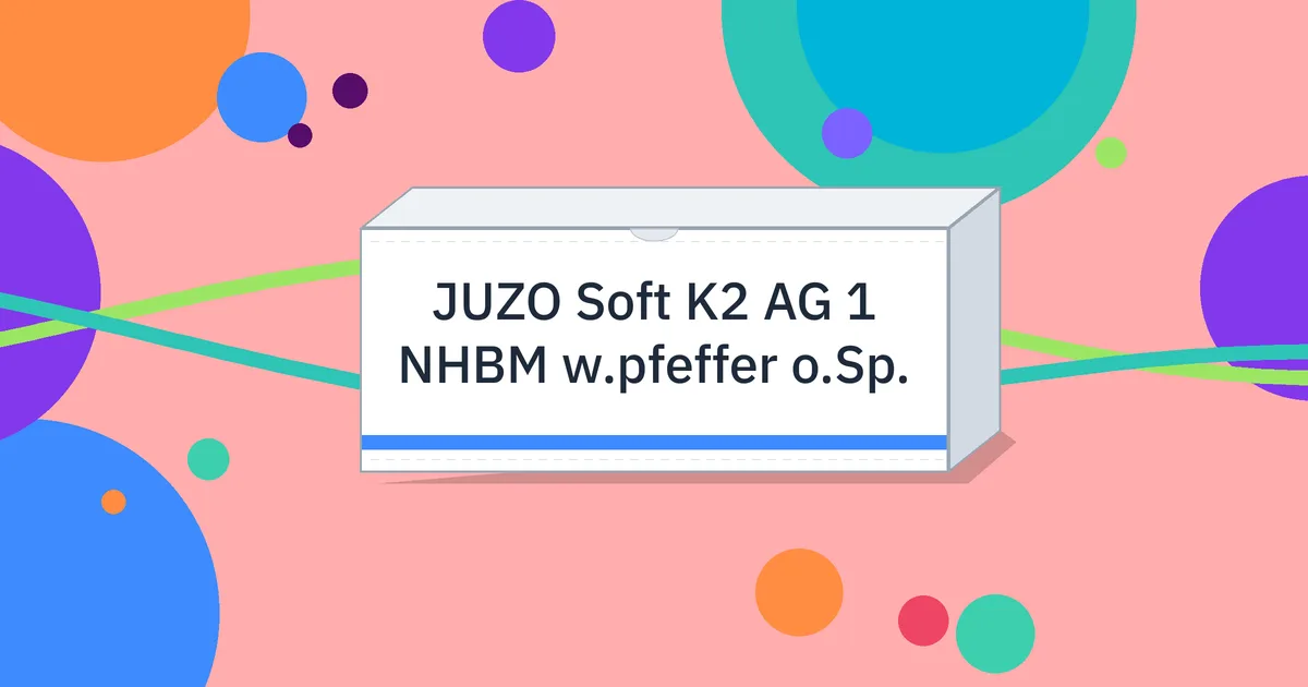 Symbolbild: Packung mit der Aufschrift JUZO Soft K2 AG 1 NHBM w.pfeffer o.Sp. (PZN 15001330) – Verfügbarkeit und Bezug in Apotheken in Frankfurt am Main