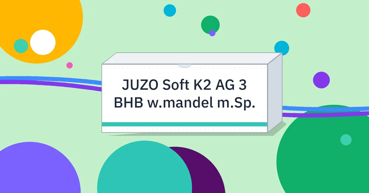 Symbolbild: Packung mit der Aufschrift JUZO Soft K2 AG 3 BHB w.mandel m.Sp. (PZN 14840933) – Verfügbarkeit und Bezug in Apotheken in Frankfurt am Main