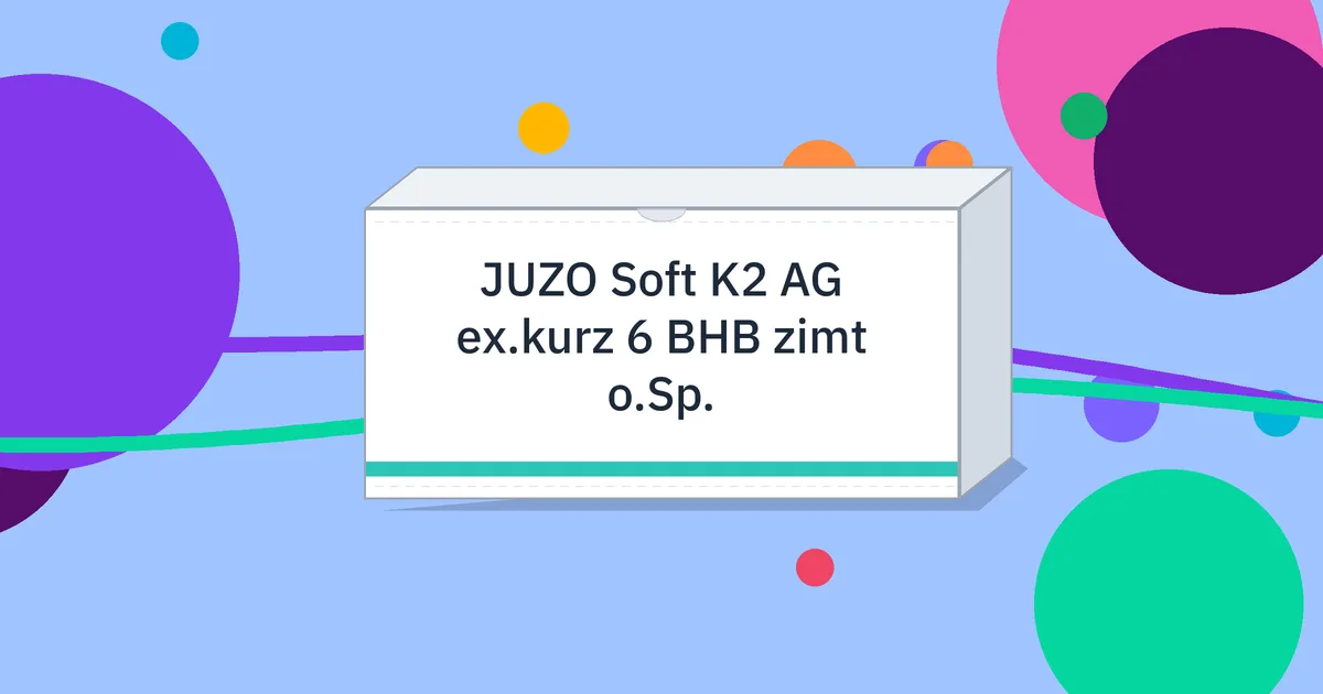 Symbolbild: Packung mit der Aufschrift JUZO Soft K2 AG ex.kurz 6 BHB zimt o.Sp. (PZN 14828116) – Verfügbarkeit und Bezug in Apotheken in Frankfurt am Main