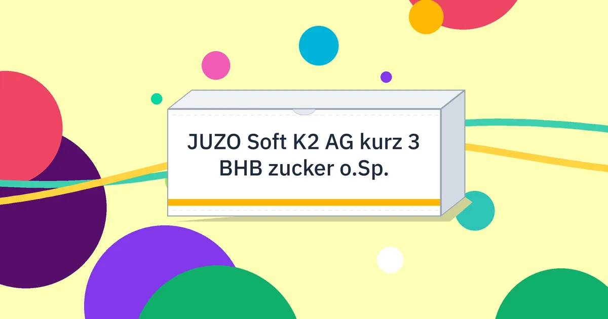 Symbolbild: Packung mit der Aufschrift JUZO Soft K2 AG kurz 3 BHB zucker o.Sp. (PZN 14826531) – Verfügbarkeit und Bezug in Apotheken in Frankfurt am Main