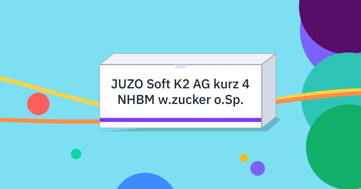 Symbolbild: Packung mit der Aufschrift JUZO Soft K2 AG kurz 4 NHBM w.zucker o.Sp. (PZN 15020385) – Verfügbarkeit und Bezug in Apotheken in Frankfurt am Main