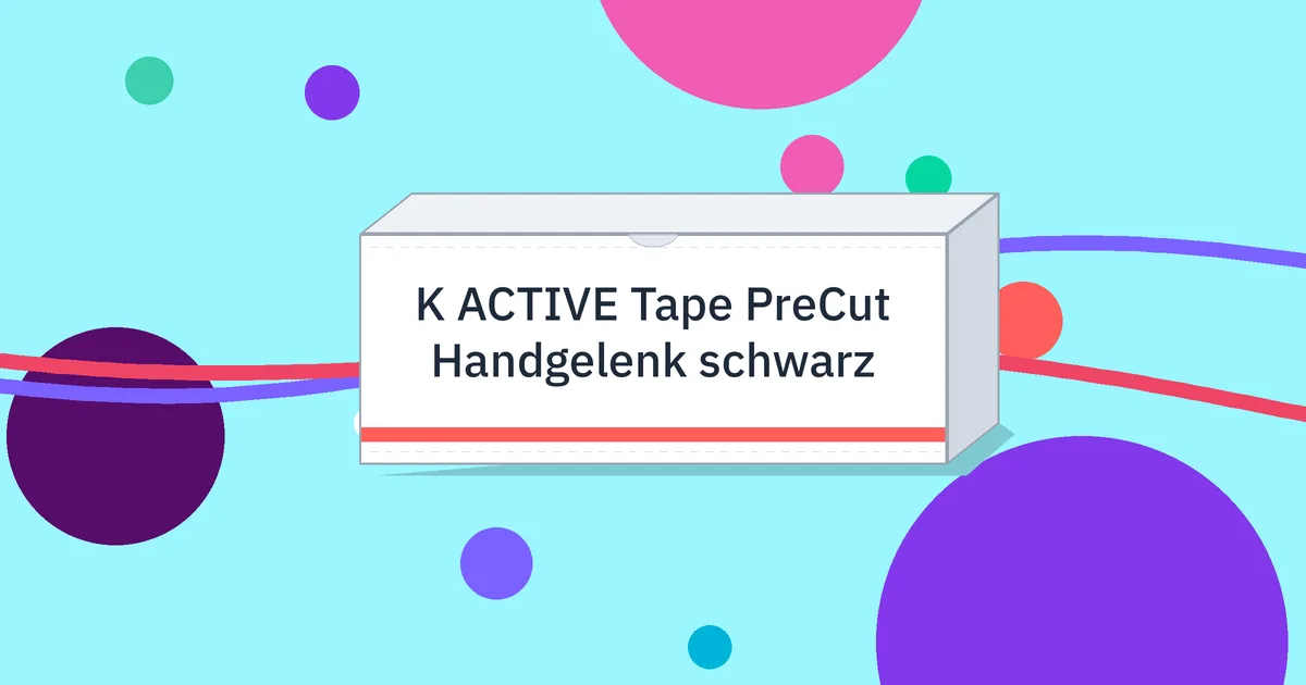 Symbolbild: Packung mit der Aufschrift K ACTIVE Tape PreCut Handgelenk schwarz (PZN 06936323) – Verfügbarkeit und Bezug in Apotheken in Frankfurt am Main