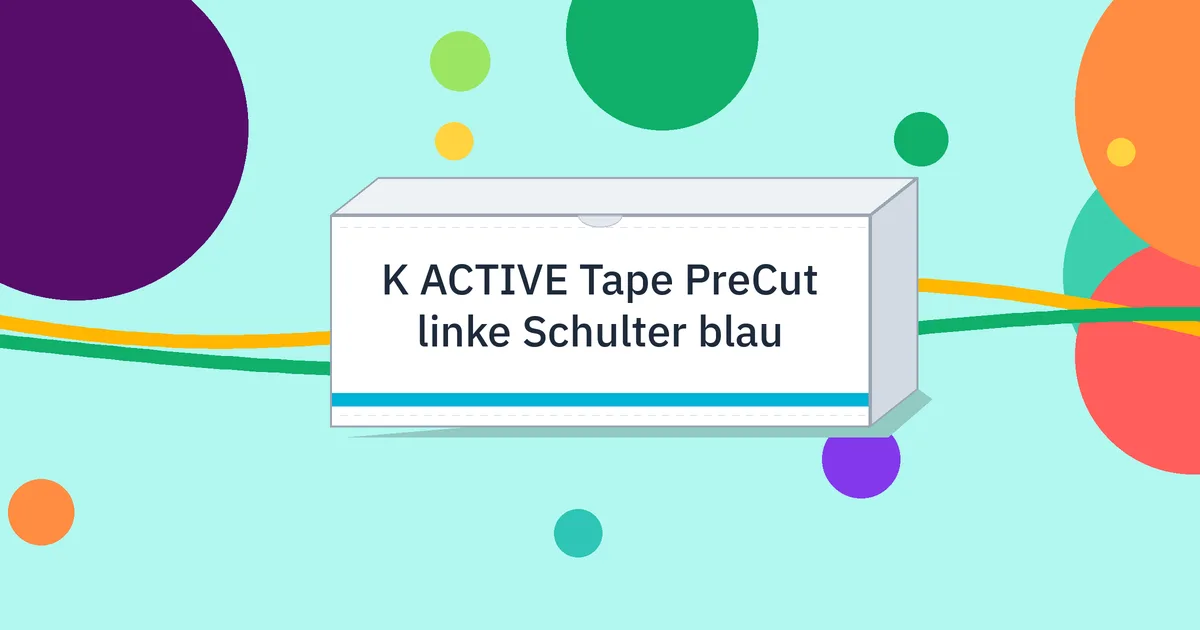 Symbolbild: Packung mit der Aufschrift K ACTIVE Tape PreCut linke Schulter blau (PZN 06936642) – Verfügbarkeit und Bezug in Apotheken in Frankfurt am Main