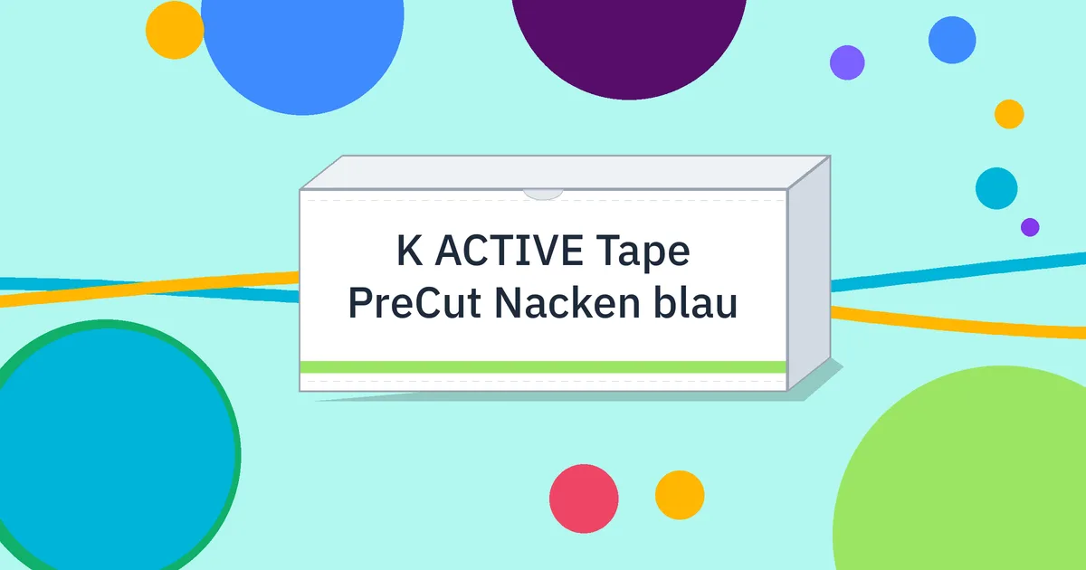 Symbolbild: Packung mit der Aufschrift K ACTIVE Tape PreCut Nacken blau (PZN 06936866) – Verfügbarkeit und Bezug in Apotheken in Frankfurt am Main