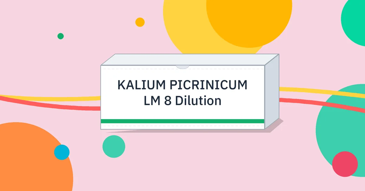 Symbolbild: Packung mit der Aufschrift KALIUM PICRINICUM LM 8 Dilution (PZN 12924956) – Verfügbarkeit und Bezug in Apotheken in Frankfurt am Main