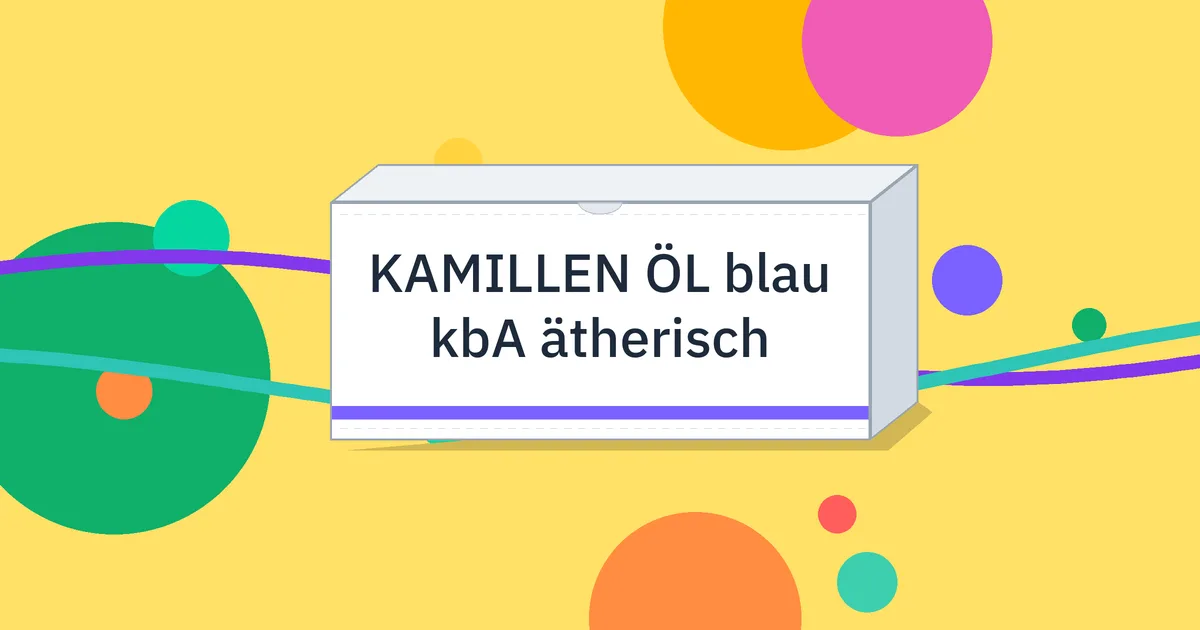 Symbolbild: Packung mit der Aufschrift KAMILLEN ÖL blau kbA ätherisch (PZN 00720289) – Verfügbarkeit und Bezug in Apotheken in Frankfurt am Main