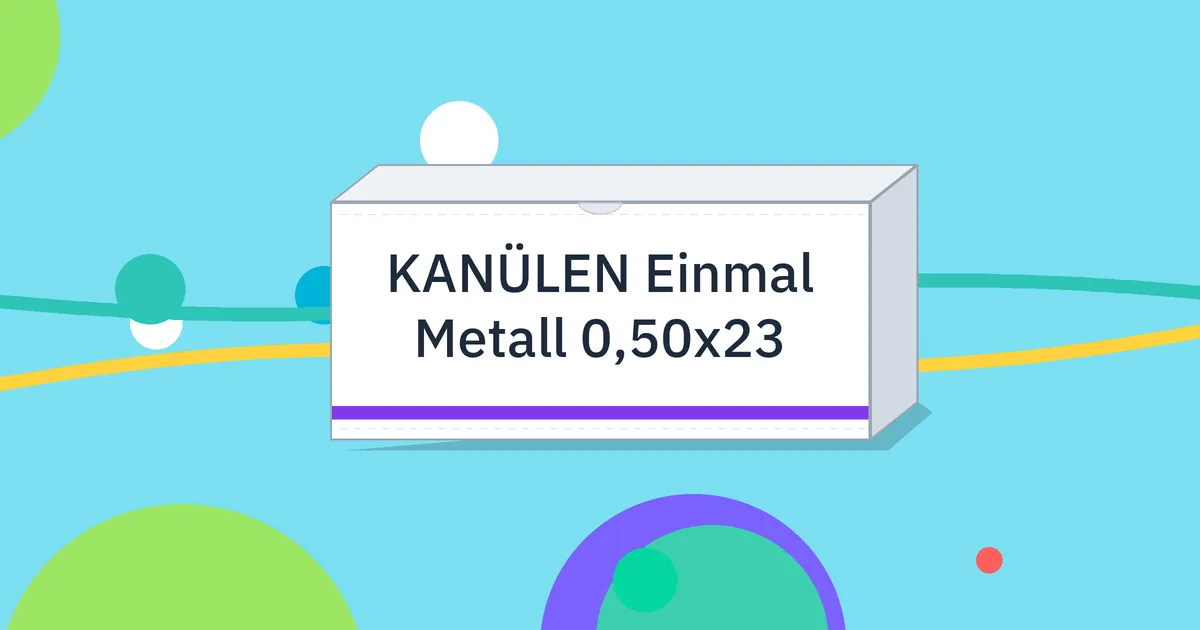Symbolbild: Packung mit der Aufschrift KANÜLEN Einmal Metall 0,50x23 (PZN 01729536) – Verfügbarkeit und Bezug in Apotheken in Frankfurt am Main