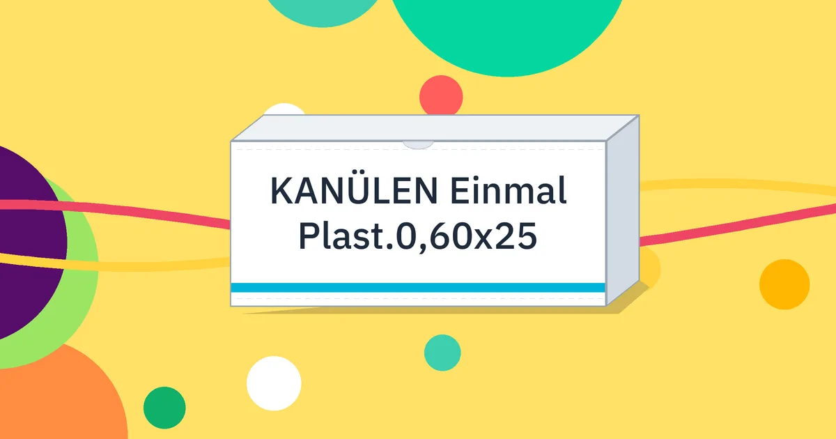 Symbolbild: Packung mit der Aufschrift KANÜLEN Einmal Plast.0,60x25 (PZN 01964496) – Verfügbarkeit und Bezug in Apotheken in Frankfurt am Main