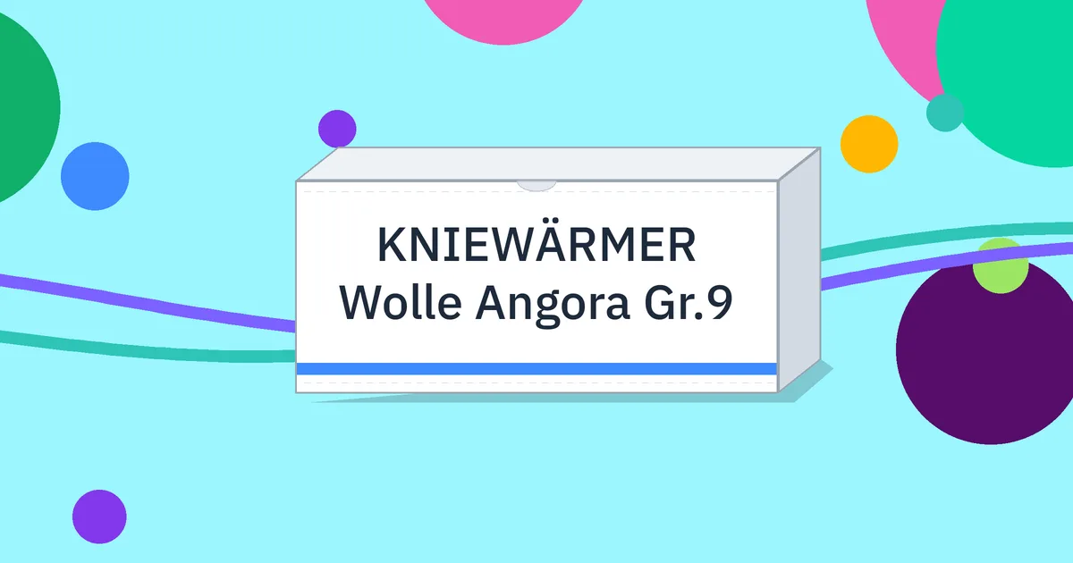 Symbolbild: Packung mit der Aufschrift KNIEWÄRMER Wolle Angora Gr.9 (PZN 02008715) – Verfügbarkeit und Bezug in Apotheken in Frankfurt am Main