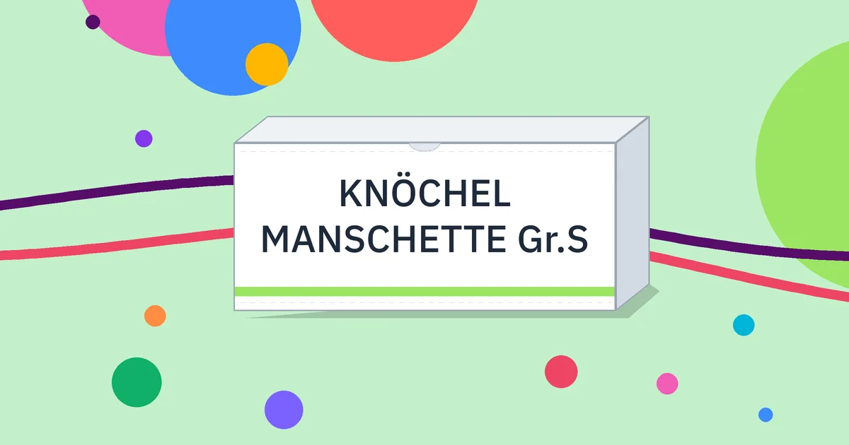 Symbolbild: Packung mit der Aufschrift KNÖCHEL MANSCHETTE Gr.S (PZN 05548599) – Verfügbarkeit und Bezug in Apotheken in Frankfurt am Main