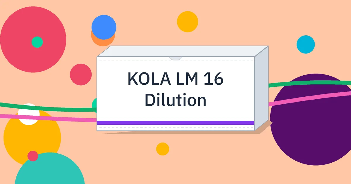 Symbolbild: Packung mit der Aufschrift KOLA LM 16 Dilution (PZN 13519488) – Verfügbarkeit und Bezug in Apotheken in Frankfurt am Main