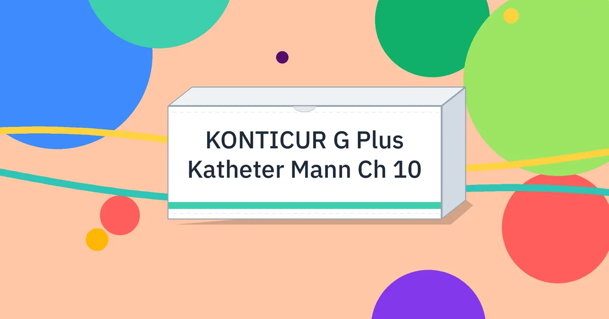 Symbolbild: Packung mit der Aufschrift KONTICUR G Plus Katheter Mann Ch 10 (PZN 20022819) – Verfügbarkeit und Bezug in Apotheken in Frankfurt am Main