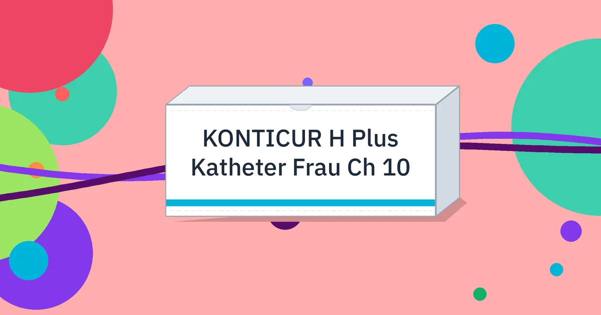 Symbolbild: Packung mit der Aufschrift KONTICUR H Plus Katheter Frau Ch 10 (PZN 10099502) – Verfügbarkeit und Bezug in Apotheken in Frankfurt am Main