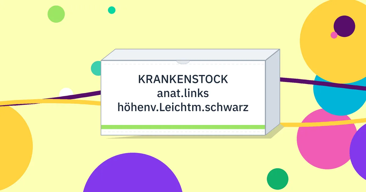 Symbolbild: Packung mit der Aufschrift KRANKENSTOCK anat.links höhenv.Leichtm.schwarz (PZN 01586829) – Verfügbarkeit und Bezug in Apotheken in Frankfurt am Main