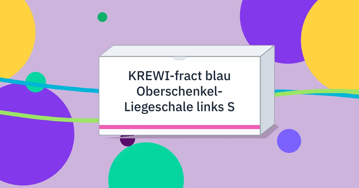 Symbolbild: Packung mit der Aufschrift KREWI-fract blau Oberschenkel-Liegeschale links S (PZN 17299919) – Verfügbarkeit und Bezug in Apotheken in Frankfurt am Main