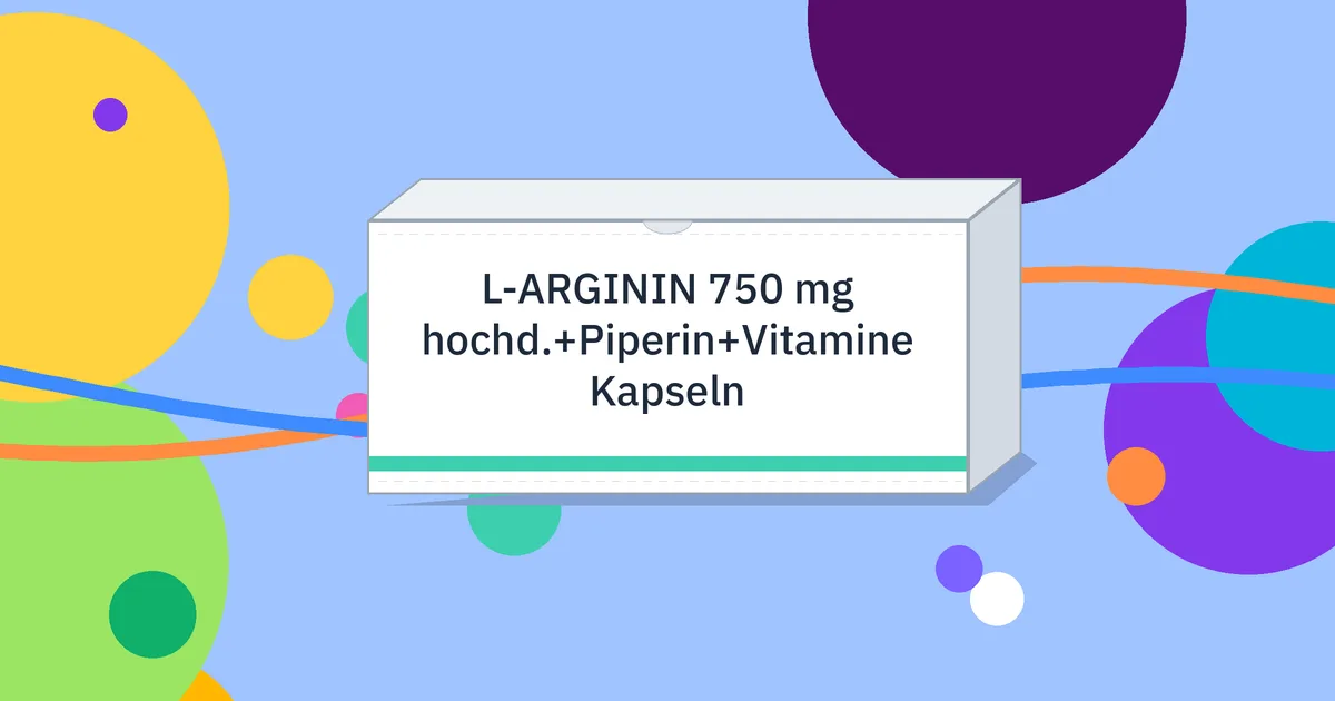 Symbolbild: Packung mit der Aufschrift L-ARGININ 750 mg hochd.+Piperin+Vitamine Kapseln (PZN 13815324) – Verfügbarkeit und Bezug in Apotheken in Frankfurt am Main