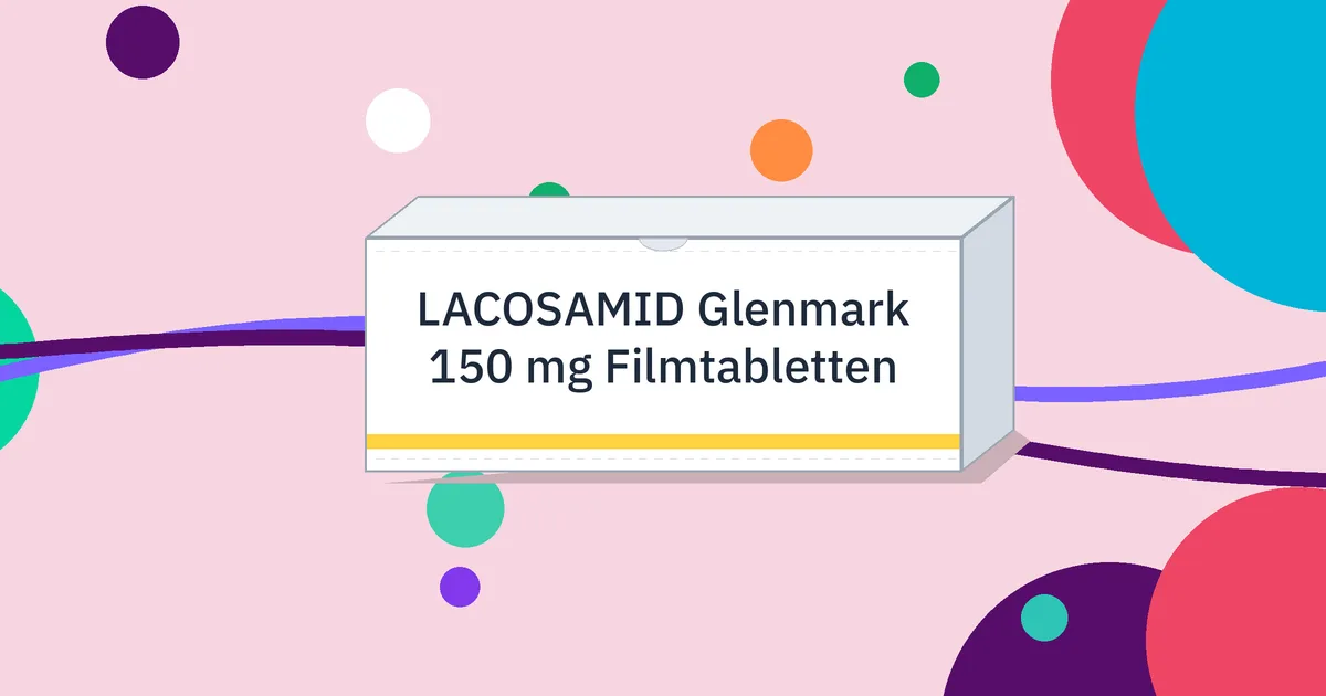 Symbolbild: Packung mit der Aufschrift LACOSAMID Glenmark 150 mg Filmtabletten (PZN 17534846) – Verfügbarkeit und Bezug in Apotheken in Frankfurt am Main