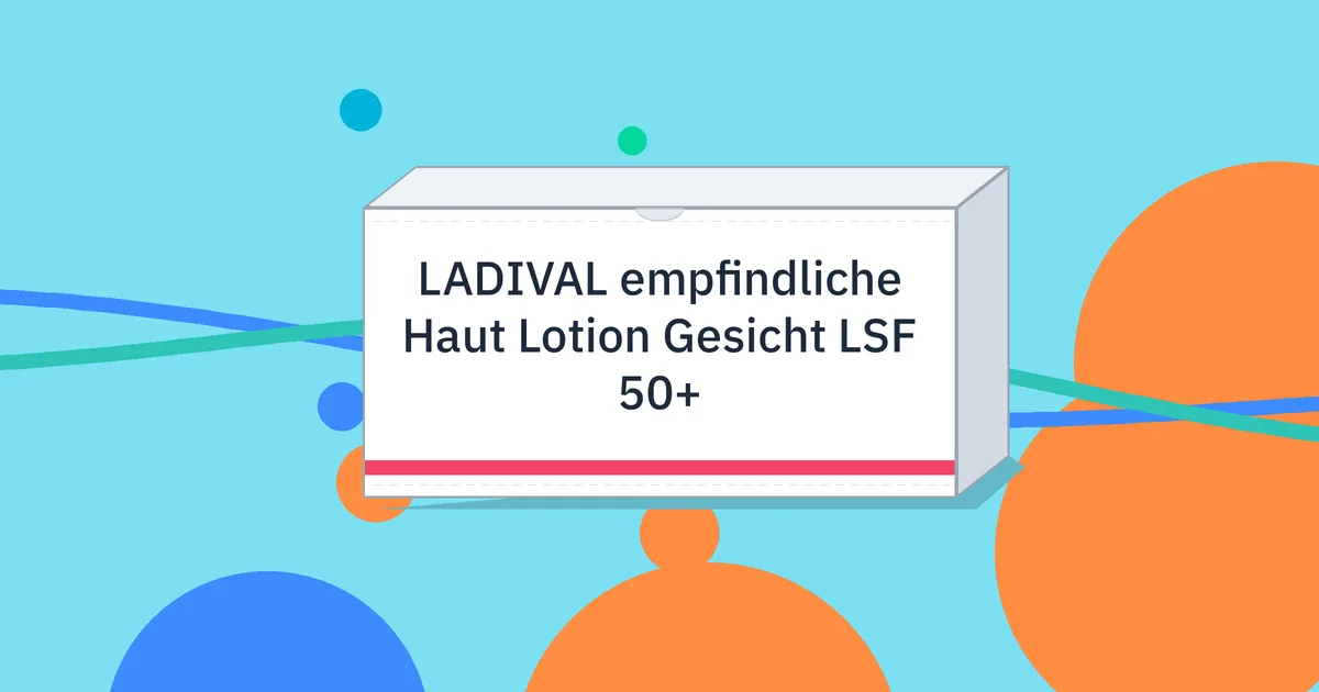 Symbolbild: Packung mit der Aufschrift LADIVAL empfindliche Haut Lotion Gesicht LSF 50+ (PZN 19362763) – Verfügbarkeit und Bezug in Apotheken in Frankfurt am Main