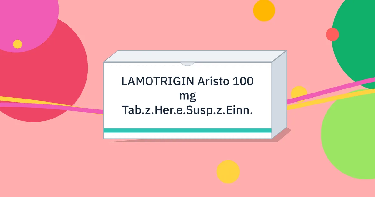Symbolbild: Packung mit der Aufschrift LAMOTRIGIN Aristo 100 mg Tab.z.Her.e.Susp.z.Einn. (PZN 05510987) – Verfügbarkeit und Bezug in Apotheken in Frankfurt am Main