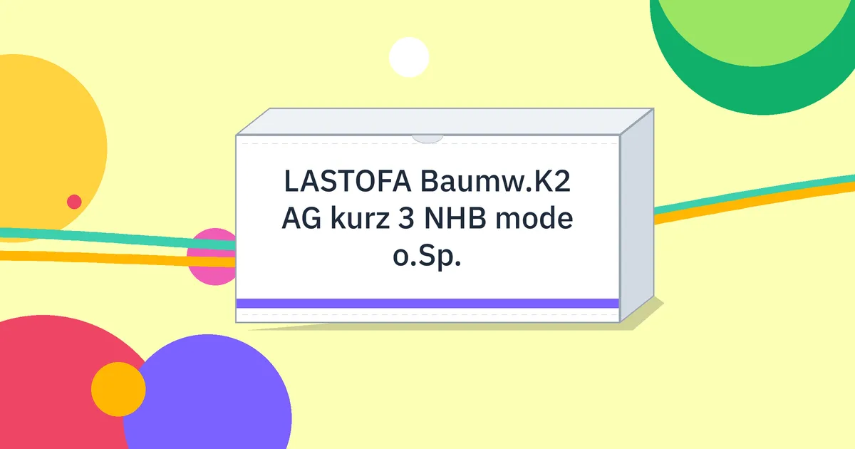 Symbolbild: Packung mit der Aufschrift LASTOFA Baumw.K2 AG kurz 3 NHB mode o.Sp. (PZN 01948327) – Verfügbarkeit und Bezug in Apotheken in Frankfurt am Main