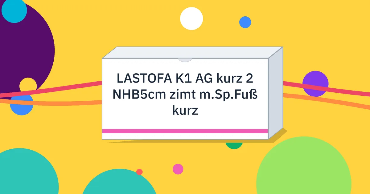 Symbolbild: Packung mit der Aufschrift LASTOFA K1 AG kurz 2 NHB5cm zimt m.Sp.Fuß kurz (PZN 13789791) – Verfügbarkeit und Bezug in Apotheken in Frankfurt am Main