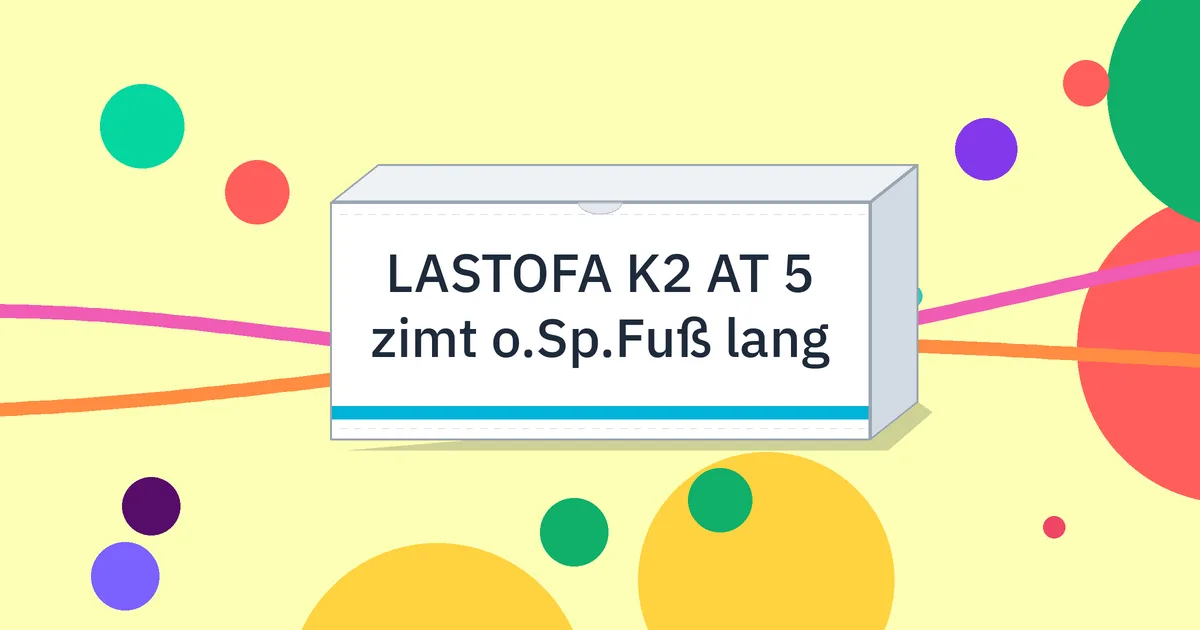 Symbolbild: Packung mit der Aufschrift LASTOFA K2 AT 5 zimt o.Sp.Fuß lang (PZN 14151814) – Verfügbarkeit und Bezug in Apotheken in Frankfurt am Main