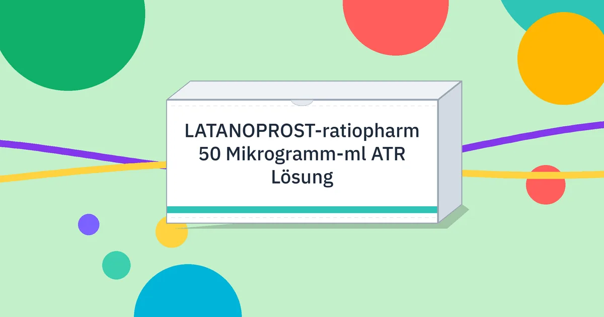 Symbolbild: Packung mit der Aufschrift LATANOPROST-ratiopharm 50 Mikrogramm-ml ATR Lösung (PZN 16686287) – Verfügbarkeit und Bezug in Apotheken in Frankfurt am Main