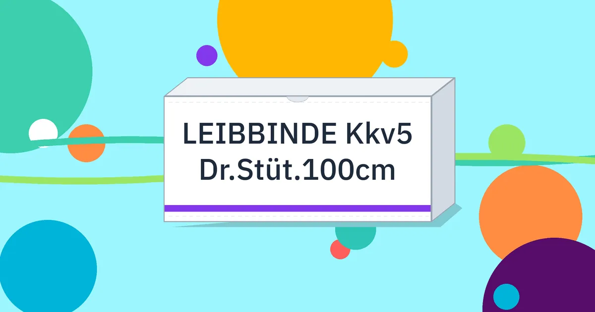 Symbolbild: Packung mit der Aufschrift LEIBBINDE Kkv5 Dr.Stüt.100cm (PZN 01732188) – Verfügbarkeit und Bezug in Apotheken in Frankfurt am Main