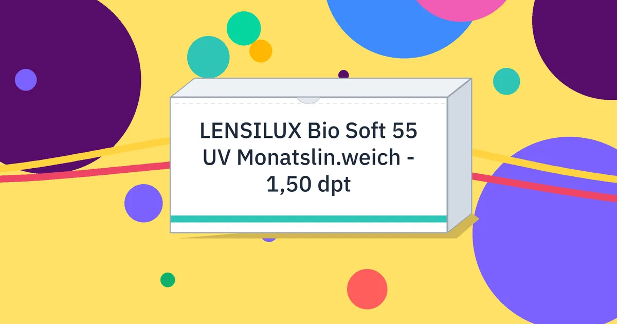 Symbolbild: Packung mit der Aufschrift LENSILUX Bio Soft 55 UV Monatslin.weich -1,50 dpt (PZN 20001639) – Verfügbarkeit und Bezug in Apotheken in Frankfurt am Main