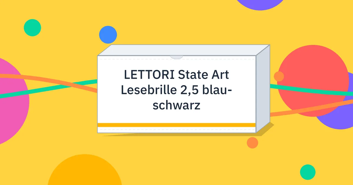 Symbolbild: Packung mit der Aufschrift LETTORI State Art Lesebrille 2,5 blau-schwarz (PZN 11056529) – Verfügbarkeit und Bezug in Apotheken in Frankfurt am Main