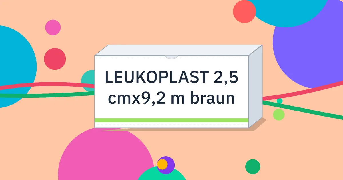 Symbolbild: Packung mit der Aufschrift LEUKOPLAST 2,5 cmx9,2 m braun (PZN 12775723) – Verfügbarkeit und Bezug in Apotheken in Frankfurt am Main