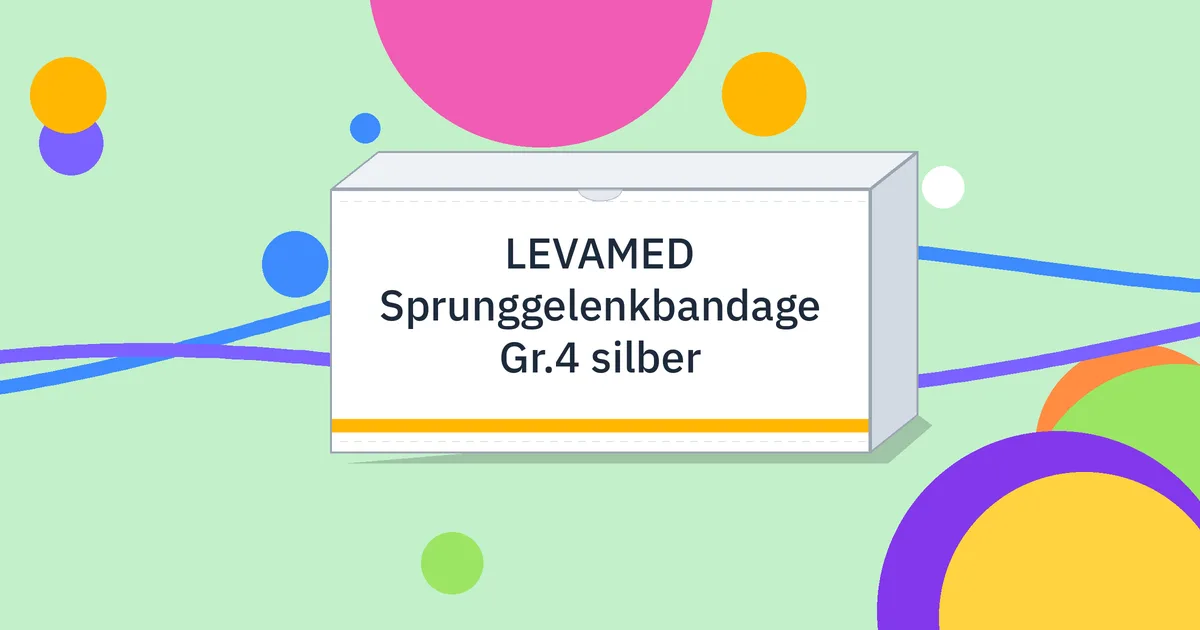 Symbolbild: Packung mit der Aufschrift LEVAMED Sprunggelenkbandage Gr.4 silber (PZN 18218863) – Verfügbarkeit und Bezug in Apotheken in Frankfurt am Main