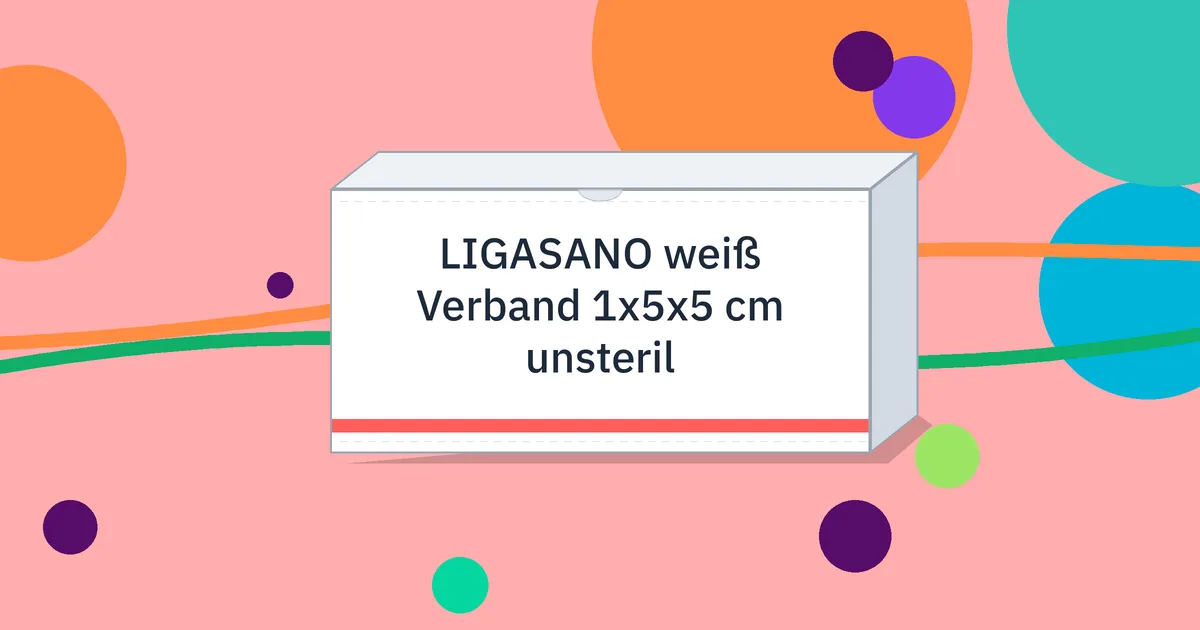Symbolbild: Packung mit der Aufschrift LIGASANO weiß Verband 1x5x5 cm unsteril (PZN 01632943) – Verfügbarkeit und Bezug in Apotheken in Frankfurt am Main